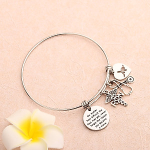 FUSTMW Nurse Gift Nurse Keychain RN Charm Nursing Graduation Gift Medical Jewelry Nurse Inspirational Gifts (RN Bracelet)