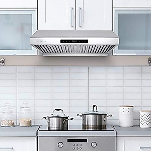 Hauslane | Chef Series 30” PS10 Under Cabinet Range Hood | PRO PERFORMANCE | Stainless Steel Electric Stove Ventilator | 3 Speed Exhaust Fan, Bright LED Lights & Delay Auto Shut-Off