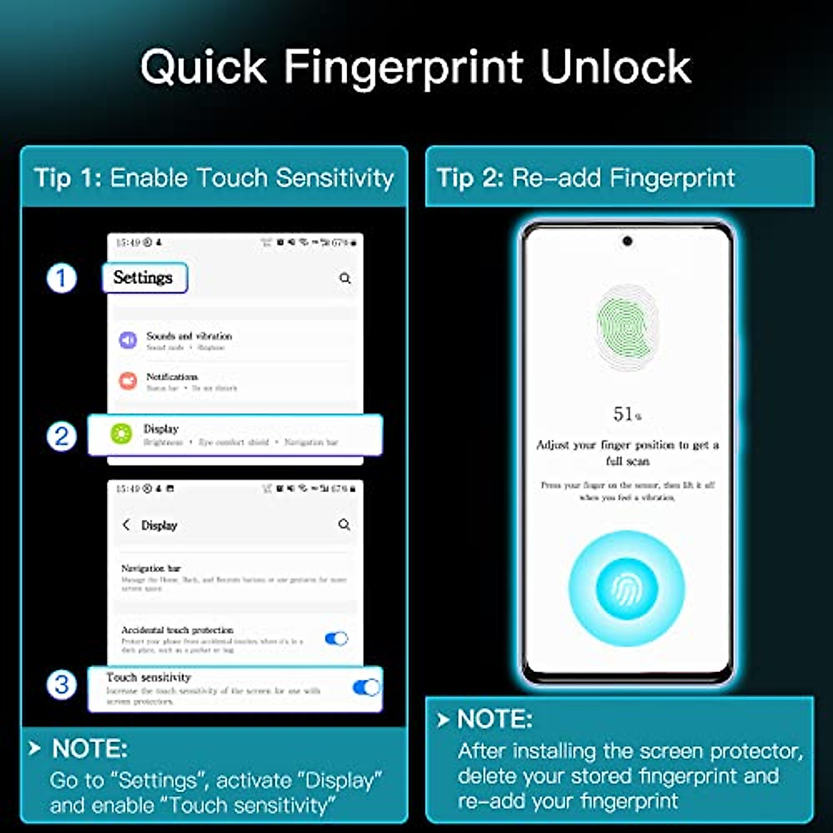 JETech Screen Protector for Samsung Galaxy A53 5G / A52 / A52 5G / A52s 5G, 9H Tempered Glass Film, Anti-Scratch, HD Clear, 3-Pack
