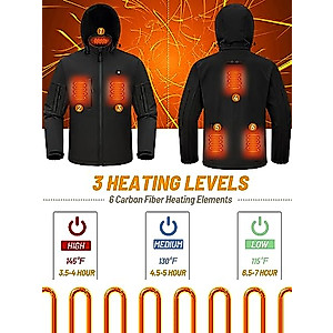 NEW VIEW Men's Heated Jacket with 10000mAh Battery Pack,Electric Heated Coat Rechargeable for Winter Outdoors Hunting Fishing