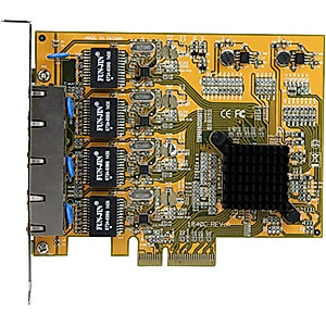 StarTech.com 4 Port PCIe Network Card - Standard Profile - RJ45 Port - Realtek RTL8111H Chipset - Ethernet Network Card - NIC Server Adapter Network Card , TAA (ST1000SPEX43)