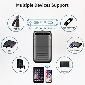 Portable Projector Native 1080p Home Theater, WiFi Projector Wireless for Android/iOS and Support iOS Cable Cast, LED Mini Projectors Built-in Bluetooth Speaker, Compatible with TV Stick,DVD,PC,HDMI