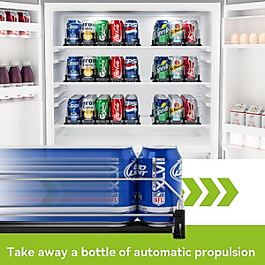 MERICARGO Drink Organizer for Fridge, Self-Pushing Soda Can Organizer for Refrigerator with Adjustable Pusher Glide, Automatic Drink Dispenser for Fridge Pantry, 5 Rows