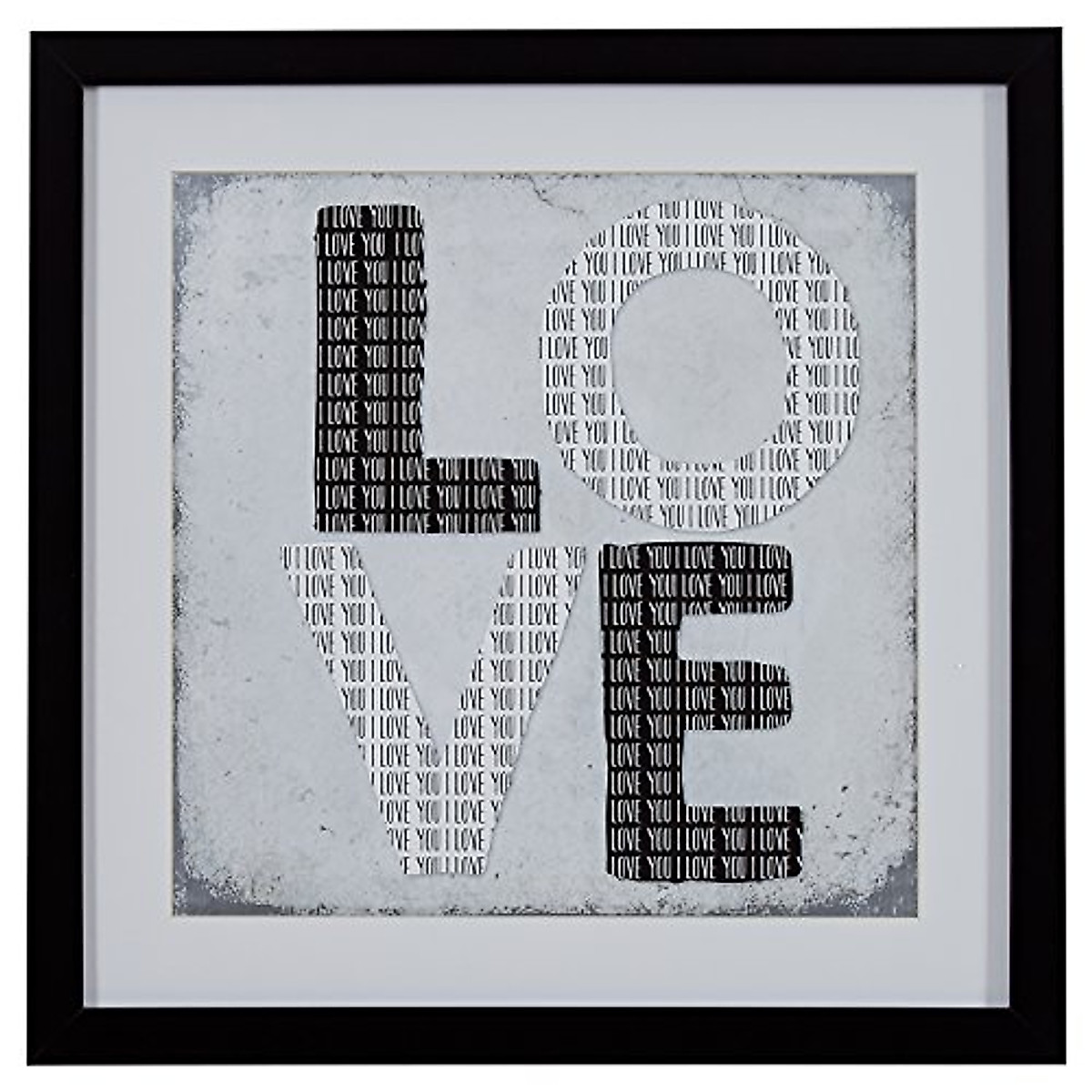 Amazon Brand – Stone & Beam Modern Black and White LOVE Word Art, Black Frame, 22" x 22"