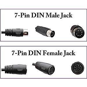 zdyCGTime 7 Pin Din Splitter Cable,DIN 7-Pin Splitter Y Adapter MIDI Cable 7- Pin Plug Male to 2 DIN Female Jack Adapter Y Lead for Bang Olufsen Naim Quad Stereo Systems (30cm/1ft) (7pin)
