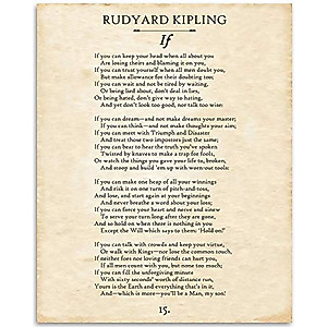 Rudyard Kipling - If - 11x14 Unframed Typography Book Page Print - Great Gift for Poetry Fans and Inspirational and Motivational Decor for Home and Office Under $15