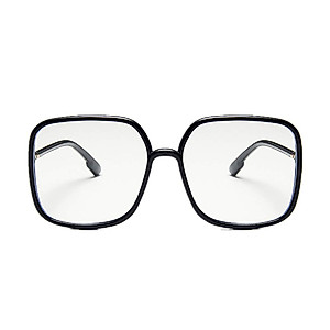 Shiratori Woman's New Retro Blue Light Blocking Glasses Big frame Nerd Eyeglasses Frame Anti Blue Ray Computer Game Glasses Black