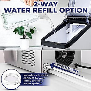 Zulay 3X Size Soft Ice Maker with Water Line Hook Up - Extra Large Storage, 16 Cups of Chewable Ice with No Waiting - Self-Cleaning Pebble Ice Makers - Stainless Steel Sonic Nugget Ice Maker