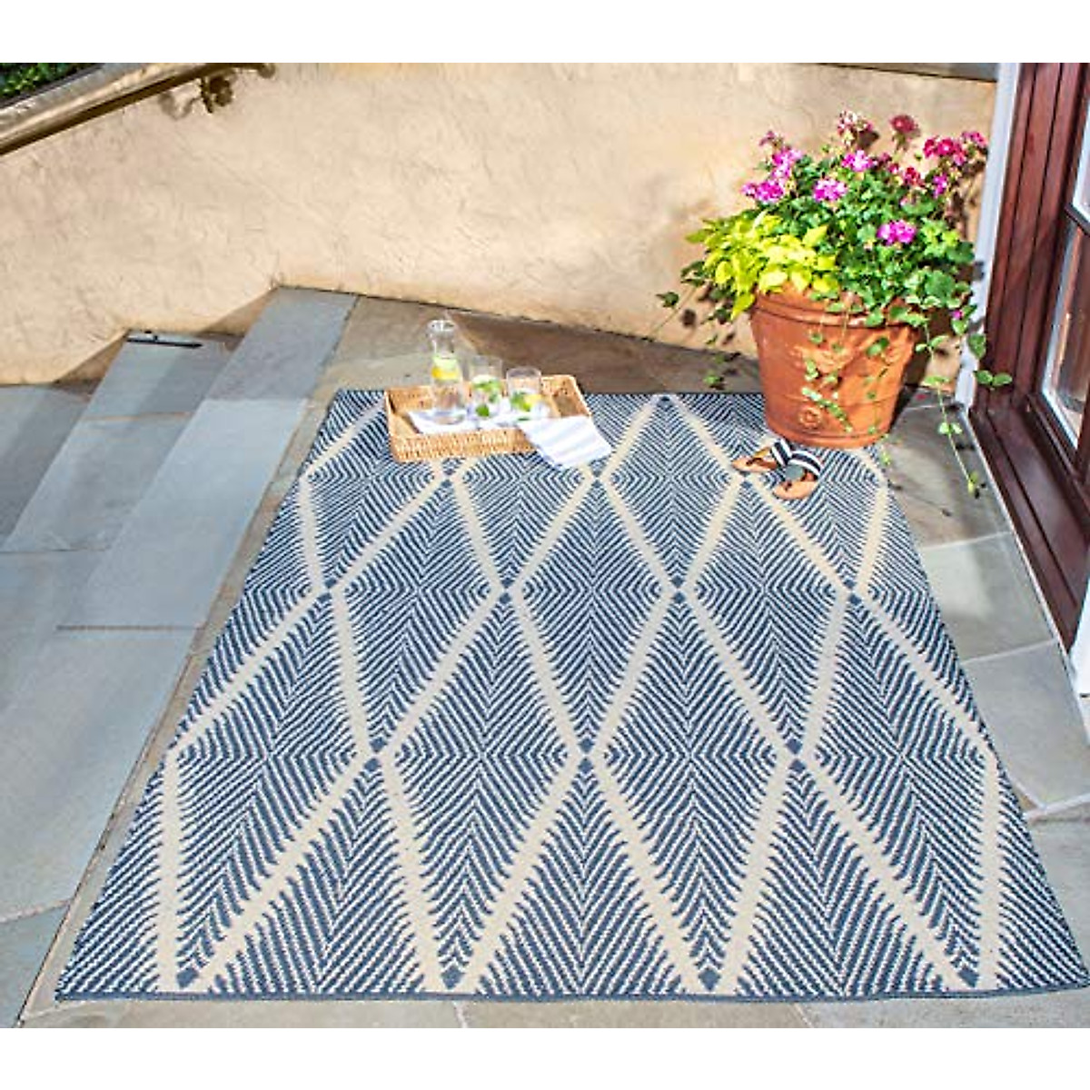 Erin Gates by Momeni River Beacon Denim Hand Woven Indoor Outdoor Area Rug, 7'6" X 9'6" size Mat for Living Room, Bedroom, Dining Room, Nursery, Hallways, and Home Office
