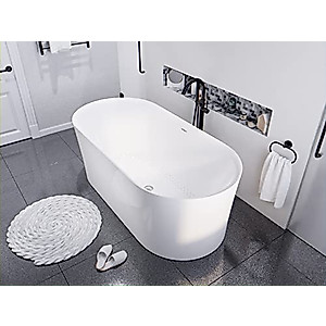 ANZZI 67" Freestanding Jetted Bathtub - White Acrylic Air Jetted Free standing Bath tub - Jerico Series Soaking Tub, Drain and Overflow, Light Up Control Pad - Luxury Spa Experience at Home