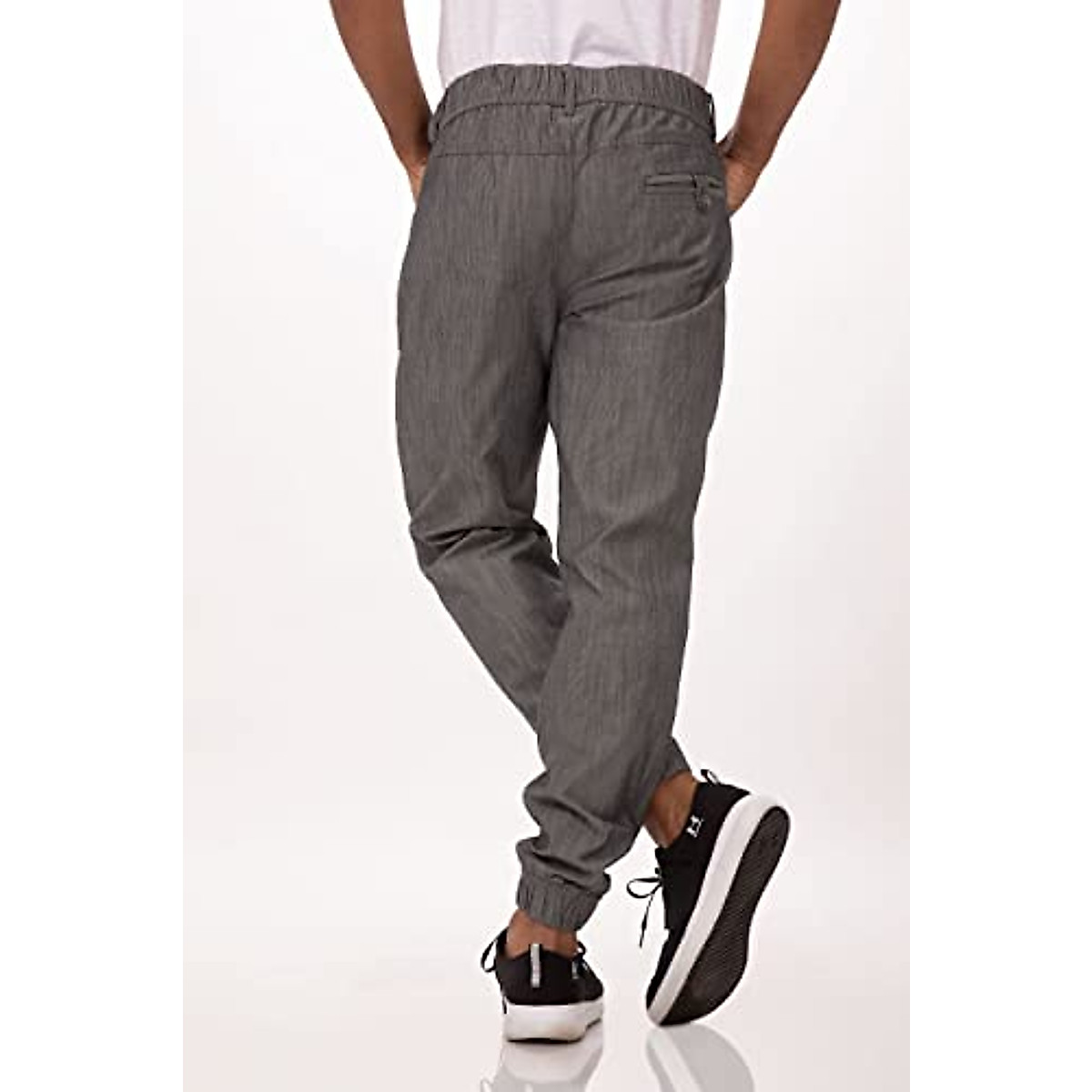 Chef Works Men's Jogger 257 Chef Pants, Black White Stripe, Large