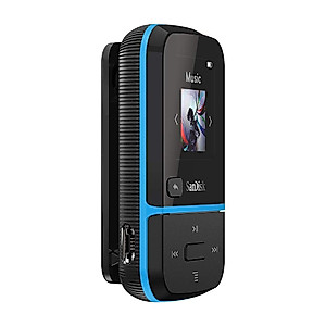 SanDisk 16GB Clip Sport Go MP3 Player, Blue - LED Screen and FM Radio - SDMX30-016G-G46B (Renewed)
