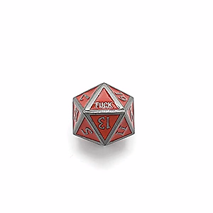 Red Metal D20 F*** Dice Critical Fail F 20 Sided Die Set DND Black Red Gunmetal Color Number for Role Playing Game Dungeons and Dragons D&D Pathfinder Shadowrun and Math Teaching