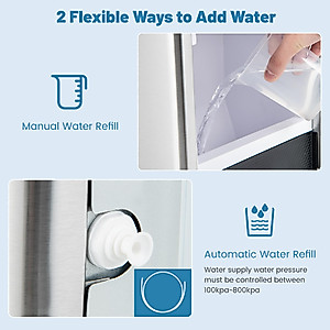 ARLIME Nugget Ice Maker, Countertop Ice Maker with 2.3L Water Tank, 4FT Water Inlet Pipe, Manual & Auto Water Refill, Ice Maker Machine w/Ice Scoop & Water Tray, Ice Machine for Kitchen, Home, Bars