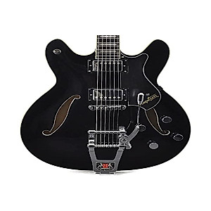 Hagstrom Tremar Viking Deluxe Semi-Hollow Body Electric Guitar - Black Gloss