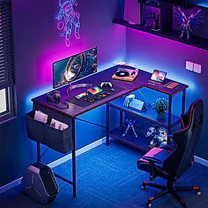 Homall L Shaped Gaming Desk, 47" Computer Desk with Carbon Fiber Surface, Home Office Writing Workstation with Space-Saving Corner, Easy to Assemble, Black