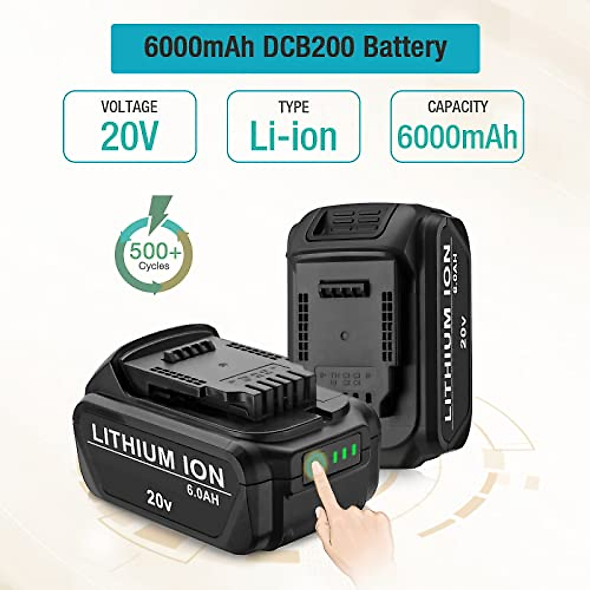 ORHFS 6.0Ah 20V Max Battery Replacement Compatible with Dewalt 20V Max XR DCB205 DCB204 DCB206 DCB205-2 DCB200-2 DCB180 DCD985B DCB200 DCD/DCF/DCG Series 2 Packs