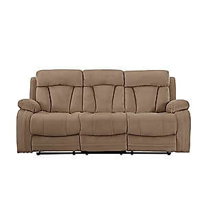 Blackjack Furniture Elton Microfiber Reclining Modern Living Room Sofa, Beige