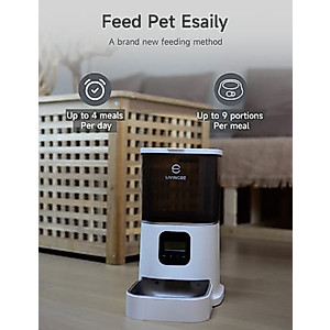 LivingEZ 6L Smart Automatic Cat Feeder for Dry Pet Food, Timed Cat Feeder Programmable Portion Control for 4 Meals per Day, Pet Feeder with Voice Recorder for Cats and Dogs
