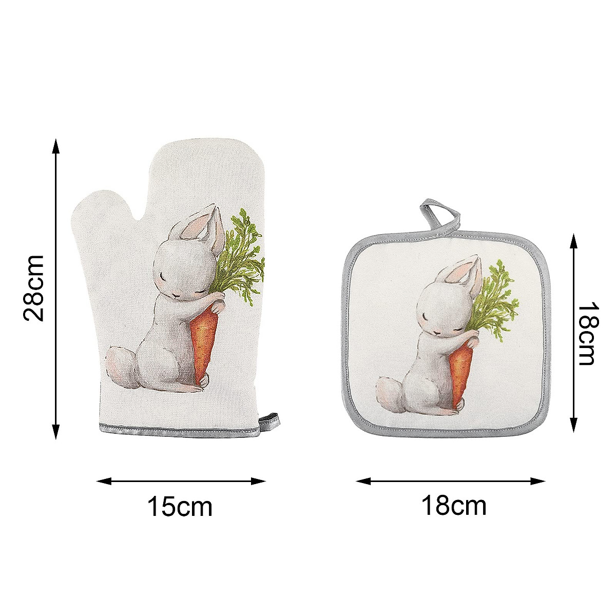 Kitchen Oven Mitts and Pot Holders Set,Pot Holders for Kitchen,Oven Mitt,Spring Cute Bunny Rabbit Print Oven Gloves and Pot Holders, Oven Gloves Mit Hot Pads for Kitchen Cooking Baking. Easter Gifts