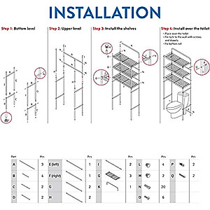 Tatkraft Tanken - Over The Toilet 3-Tier Shelf, Bathroom Space Saving Rack, 23.4 x 10.2 x 59.6 inch.