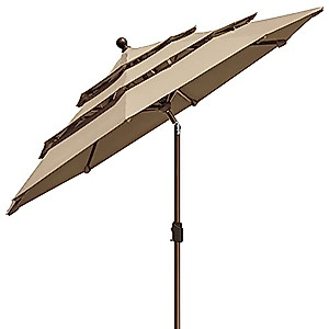 EliteShade USA 10-Year-Non-Fading Sunumbrella 9Ft 3 Tiers Market Umbrella Patio Umbrella Outdoor Table Umbrella with Ventilation,Heather Beige