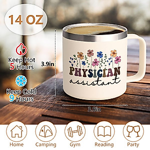 Physician Assistant Gifts for Women, Physician Coffee Mug for National Physician Assistant Day, Birthday and Christmas, 14oz Stainless Steel Insulated Coffee Mug for Physician Assistant, Creamy White