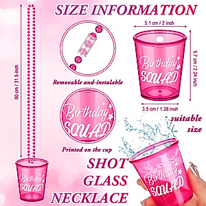 12 Pcs Birthday Squad Shot Glass Necklace Shot Necklace Cups Plastic Birthday Glasses on Beaded Necklace Funny Beaded Birthday Squad Cups for Adults Birthday Wedding Party Supplies Favors, 6 Colors