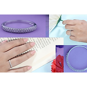 Dazzlingrock Collection 0.25 Carat (Cttw) Round White Diamond 3 Row Studded Stackable Wedding Band for Women in 10K White Gold Size 7