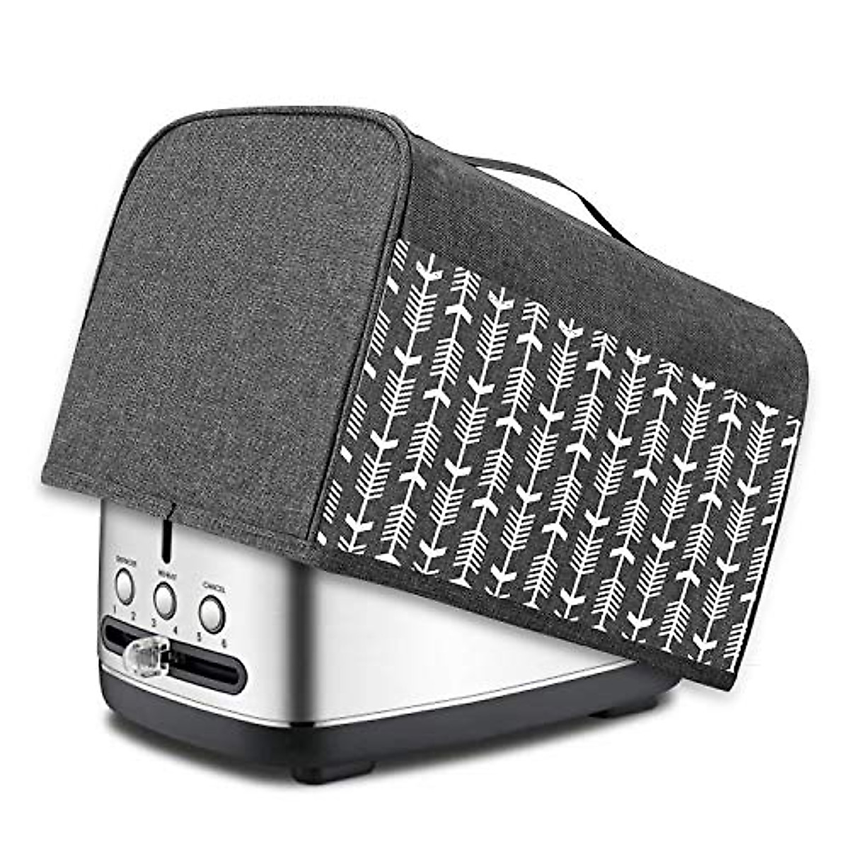 Yarwo 2 Slice Toaster Cover with Pockets and Top Handle, Nylon Toaster Cover Fits for Most Standard 2 slice Toasters, Gray with Arrow