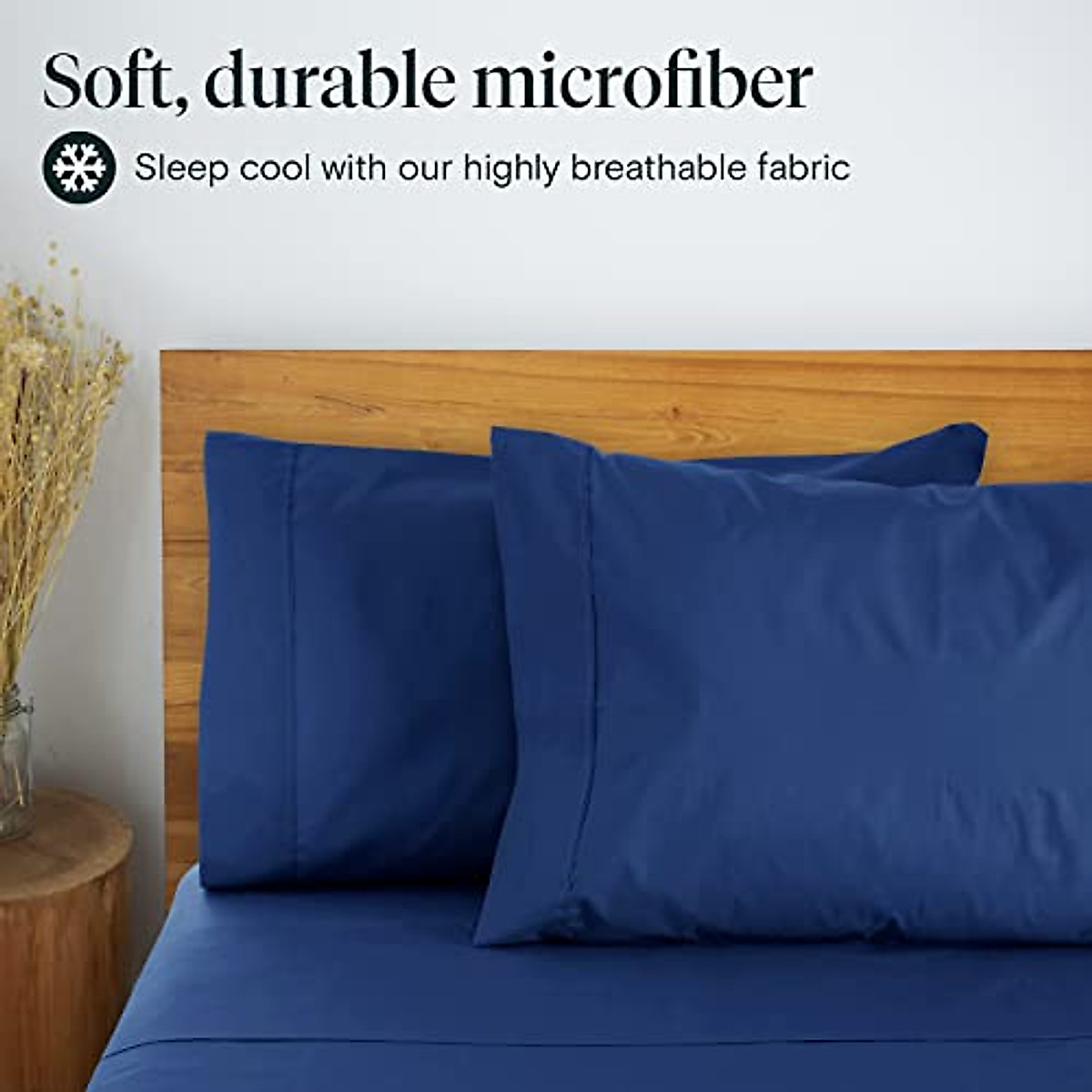 LuxClub 6 PC Queen Sheet Set, Bed Sheets Queen Size, Deep Pockets 18" Eco Friendly Wrinkle Free Cooling Bed Sheets Machine Washable Hotel Bedding Silky Soft - Navy Queen