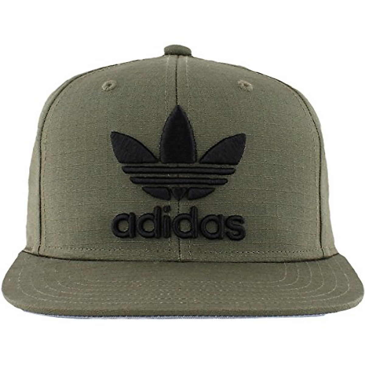 adidas Originals mens Plus Flatbrim Structured Men s originals trefoil chain snapback cap, Olive Cargo Ripstop, One Size US