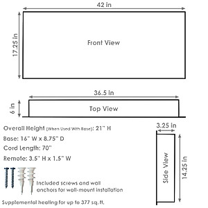 Sunnydaze 42-Inch Curved Face Indoor LED Electric Fireplace - Floating/Tabletop- 7 Flame Colors - Black Finish