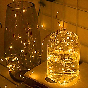 12 Pack Fairy Lights Battery Operated, 6.5Ft 20 Led Waterproof Mini Firefly String Lights with Flexible Silver Wire for Wedding Centerpieces, Mason Jar Craft, Christmas Garlands, Party Decor,Amber