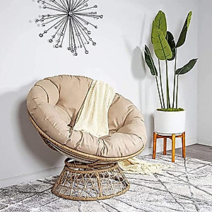 OMKUOSYA Papasan Round Chair Cushion Pads Only，Thicken Overstuffed Removable Seat Chair Cushions Hanging Swing Pad for Patio Garden Outdoor Indoor Terrace (Without Chair) Khaki 80cm/32inch