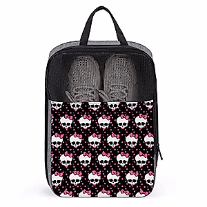 Frcavbin Skull Bow Red Lip Travel Shoe Bag Shoes Carrier with Handle and Zipper Foldable Shoe Puches Organizer for Home storage School starts