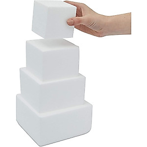 Small Cake Foam Dummies, 3-6 in Cake Dummy Squares (4 Pieces)