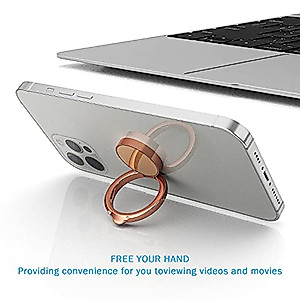 General Phone Ring Holder Finger Kickstand Omnidirectional 360 Degree Rotation Metal with Polished Metal Phone GripRing Phone Stand, for Magnetic Car Mount Compatible with All Phone Case (Rose+Black)