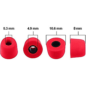 Xcessor FX3.0 (L) 4 Pairs of Memory Foam in Ear Earphone Large Size Earbuds. Replacement Ear Tips for All Popular in-Ear Headphones. Red