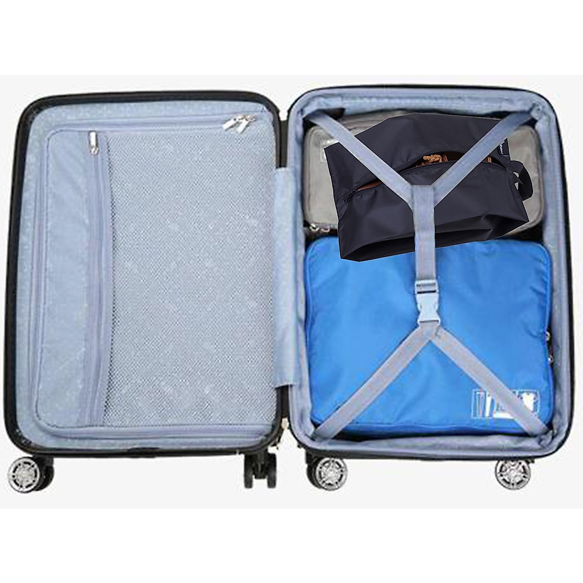 MISSLO Portable Nylon Travel Shoe Bags with Zipper Closure (Pack 4, Black)