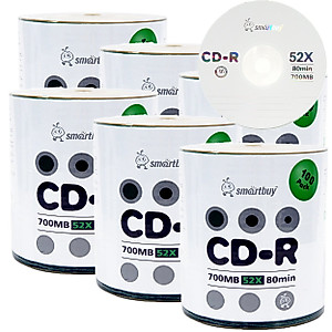 Smart Buy CD-R Logo 600-Pack 700mb 52x Blank Data Recordable Discs, 600 Disc, 600pk