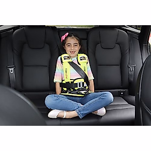 Ride Safer Travel Vest with Zipped Backpack-Wearable, Lightweight, Compact, and Portable Car Seat. Perfect for Everyday use or Rideshare, Travel, and Rental Car. (Large/Yellow)