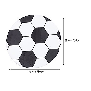 DECHOUS Round Soccer Rug Black White Football Soccer Shaped Floor Mat Decorative Door Play Area Rugs Living Room Bedroom Decor for Soccer Lovers Gift