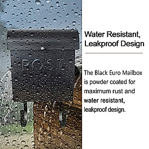NACH Mailboxes for Outside Wall Mount, 12 x 11.2 x 4.5 inch, Black Mailbox, Waterproof Mailbox with Outdoor Newspaper Holder - The Euro Mailbox