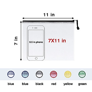 SUNEE 12+18 Mesh Zipper Pouch Bundle (12PCS 9x13 Black & 18PCS 7x11 Black)