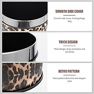 GLEAVI Stainless Steel Ring Trash Can Leopard Print Kitchen Waste Bin Container Garbage Can Waste Bucket Basket for Bathroom