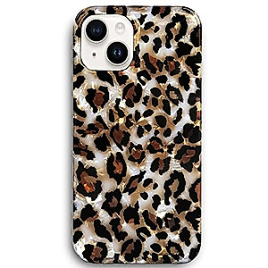 J.west Case Compatible with iPhone 14 Plus Case,Luxury Sparkle Translucent Clear Vintage Leopard Print Soft Silicone Cover for Girls Women Protective Phone Case for iPhone 14 Plus 6.7 inch Cheetah