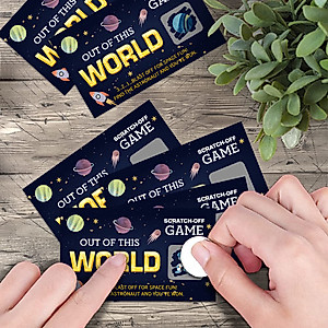 Haizct 50 Pack Rocket Ship Baby Shower Game Scratch Off Cards for Baby Shower, Baby Shower Activity and Idea (Out Of This World)