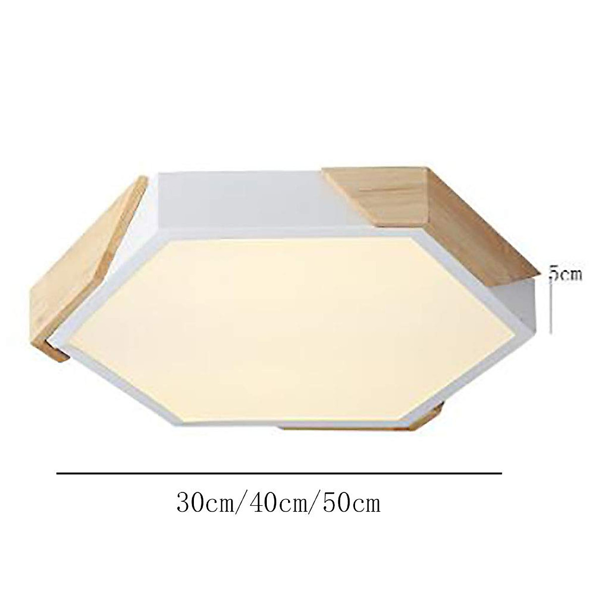 ZZZYZ Modern White Wooden LED Ceiling Light Fixture with Remote Ceiling Lamp Dimmable Hexagon Ceiling Light for Living Room Bedroom Kitchen Hallway Entry-Cold White Light 40cm