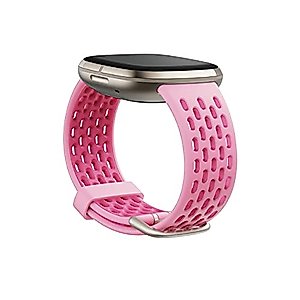 Fitbit Sense & Fitbit Versa 3 Accessory Band, Official Fitbit Product, Sport, Blush/Desert Bloom, Small